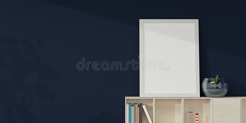 Picture Frame Mockups in Room and Shelves Empty Frame Inside Building ...