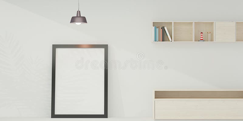 Picture Frame Mockups in Room and Shelves Empty Frame Inside Building ...