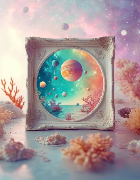 Picture Frame with Planets and Stars in the Sky Stock Illustration ...