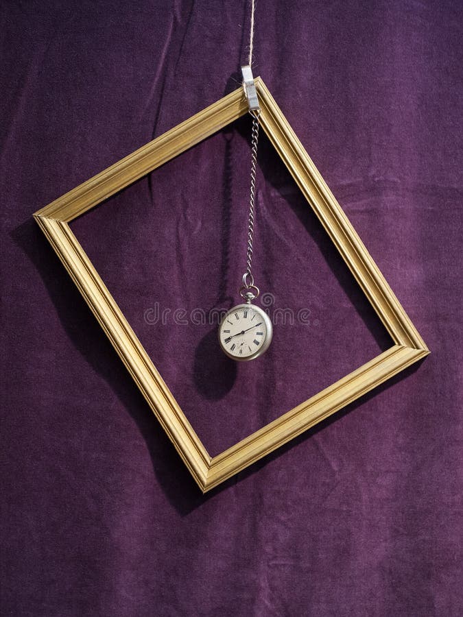 Picture Frame and Pocket Watch Stock Photo - Image of abstract, grunge ...