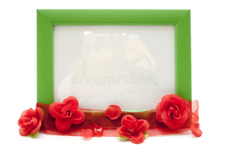 Picture Frame with Red Rose Loop Stock Photo - Image of frames ...