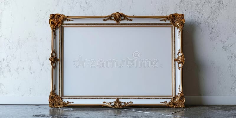 A Picture Frame Sitting on the Floor in Front of a Wall Stock ...