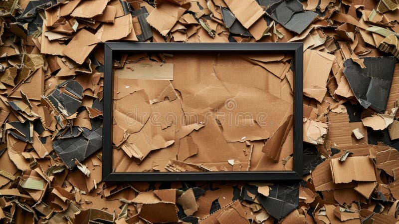 A Picture Frame Sitting on Top of a Pile of Cardboard Boxes Stock Image ...