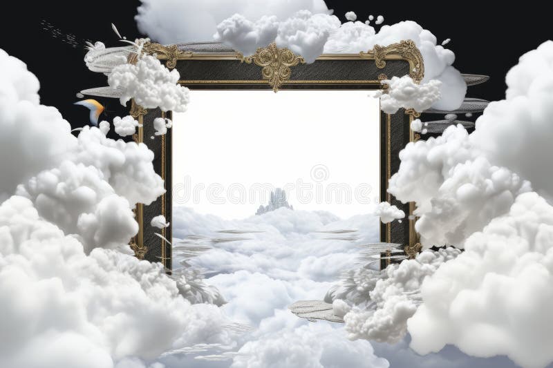A Picture Frame Surrounded by Clouds and Clouds Stock Illustration ...