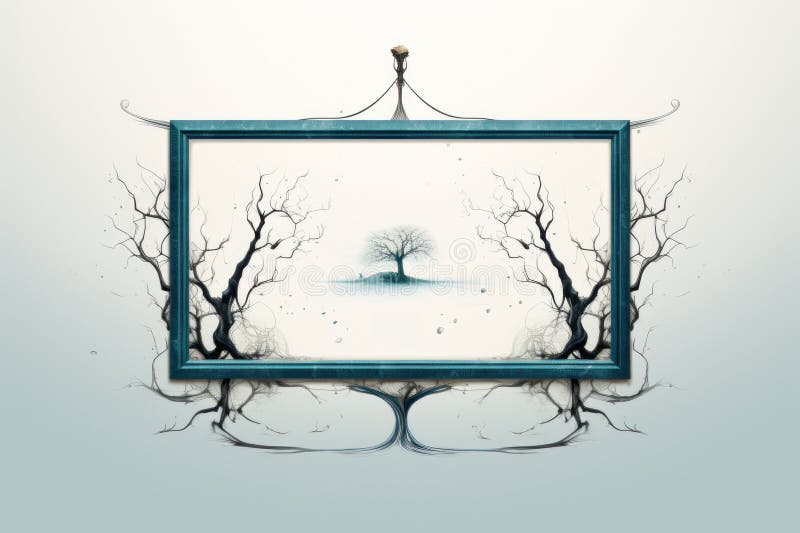 A Picture Frame with a Tree in it Stock Illustration - Illustration of ...