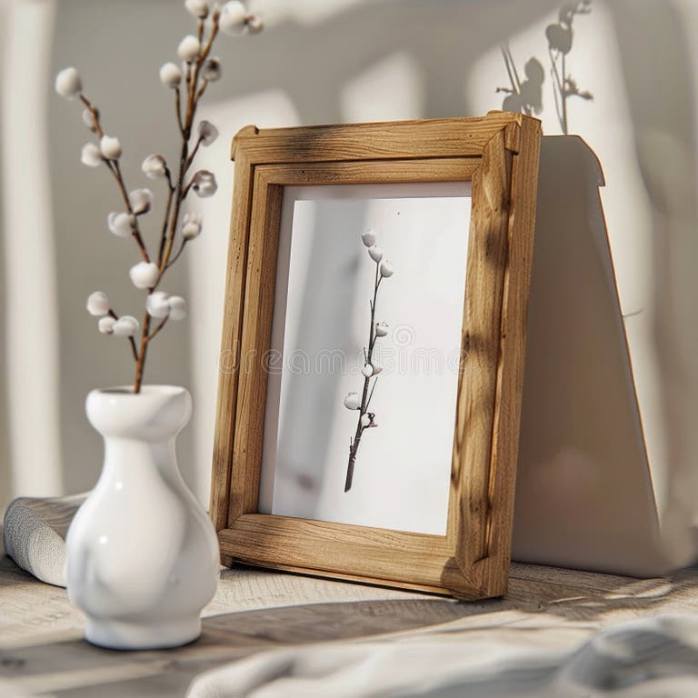 A Picture Frame and Vase on a Table. Suitable for Home Decor Concepts ...