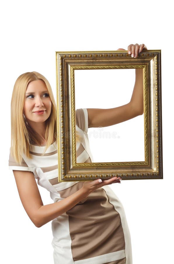 Picture frame and woman stock image. Image of isolated - 26271433