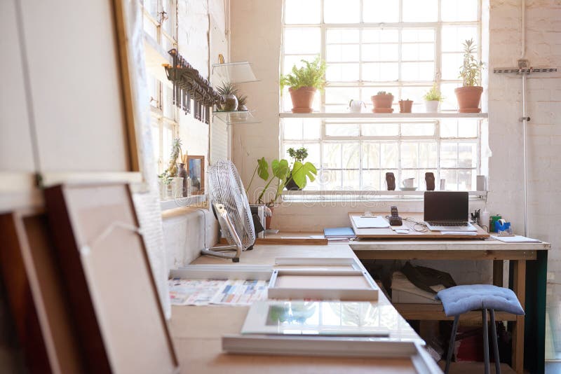Picture Frames Being Assembled in a Framing Studio Stock Photo - Image ...