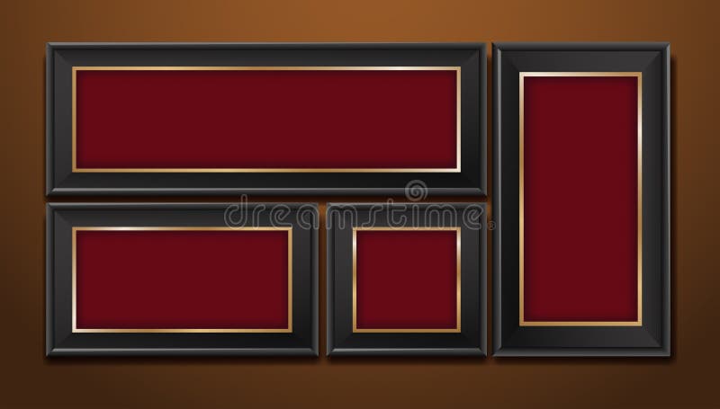 Picture Frames on Brown Wall Stock Vector - Illustration of pattern ...