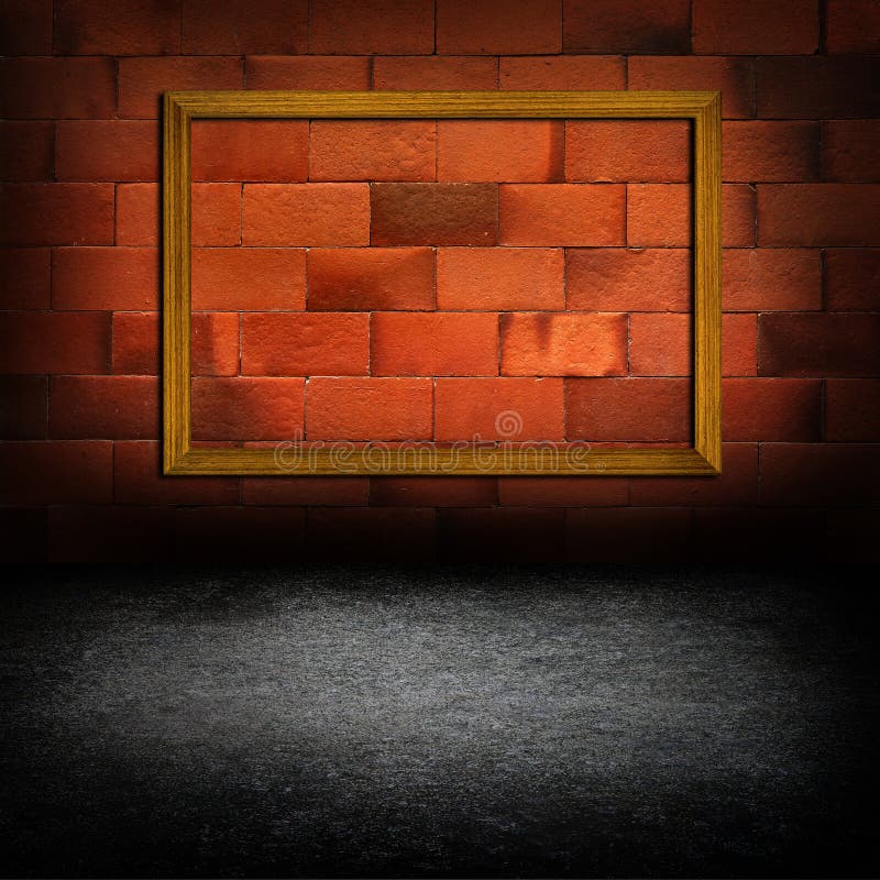 Picture Frames on Concrete Wall Stock Image - Image of interior, brown ...
