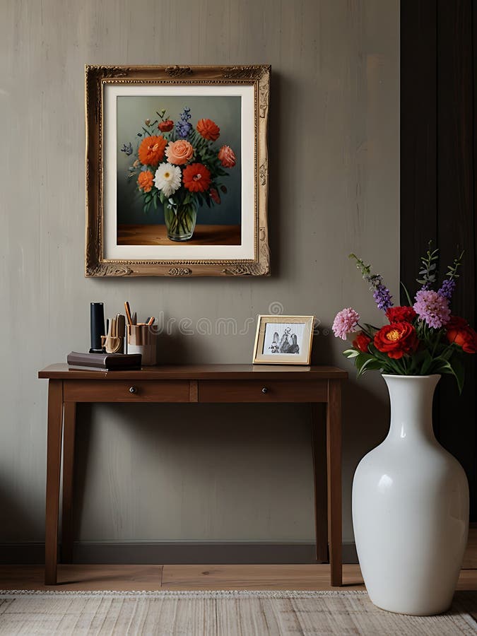 Picture Frames Decorate the Room Stock Illustration - Illustration of ...