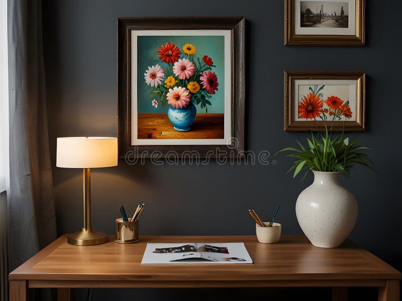 Picture Frames Decorate the Room Stock Illustration - Illustration of ...