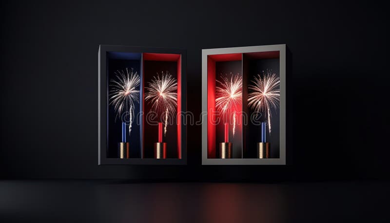 Picture Frames with Fireworks, Gradient Light for American Event ...