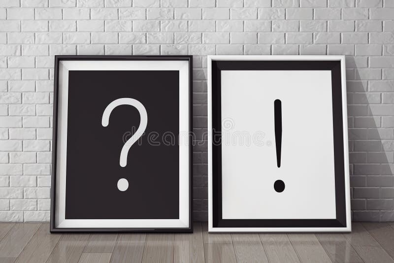 Picture Frames with Question and Exclamation Marks Stock Image - Image ...
