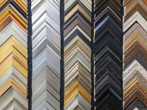 Picture Frames Samples in Frame Shop for Artists Stock Photo - Image of ...