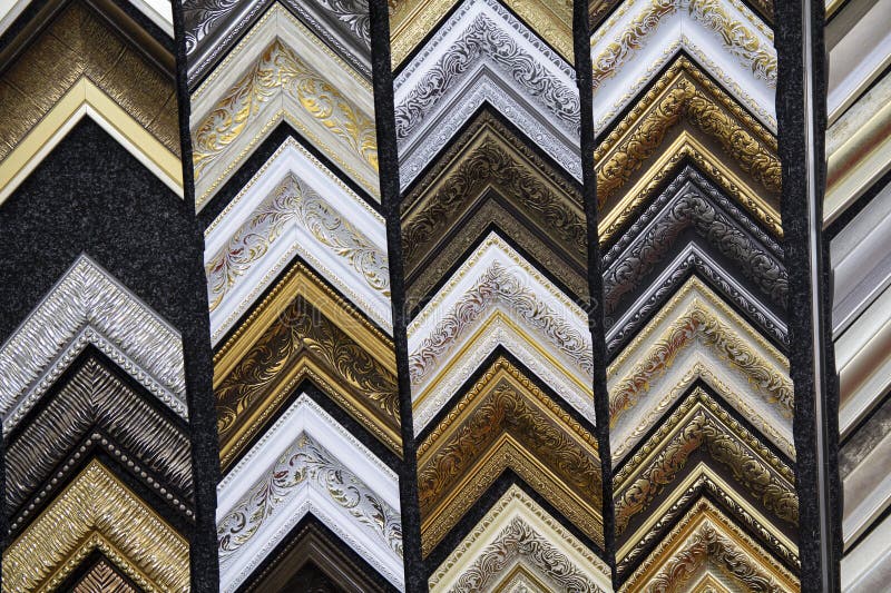 Picture Frames Samples in a Workshop. Samples of Picture Frames Molding ...