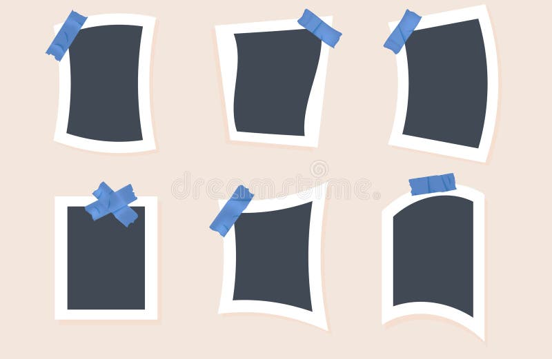 Picture Frames Taped Set. Collection of Photo Border with Scotch Stock ...