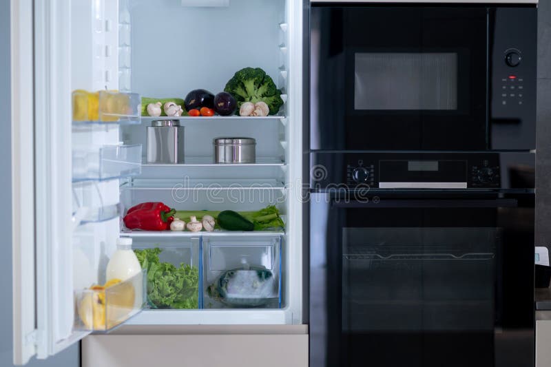 Picture of the Fridge with Food Inside Stock Image - Image of veggies ...