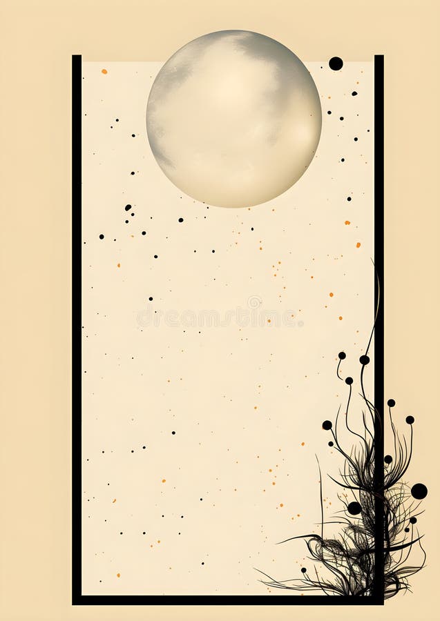 A Picture of a Full Moon in a Frame. Abstract Tan Color Celestial ...