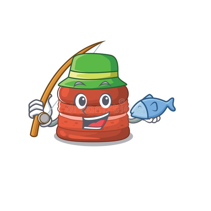 A Picture of Funny Fishing Cherry Macaron Design Stock Vector ...