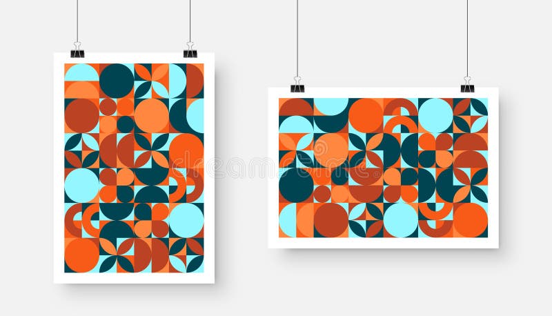 Picture with Geometric Trendy Pattern, Bauhaus Style. Modern Background ...