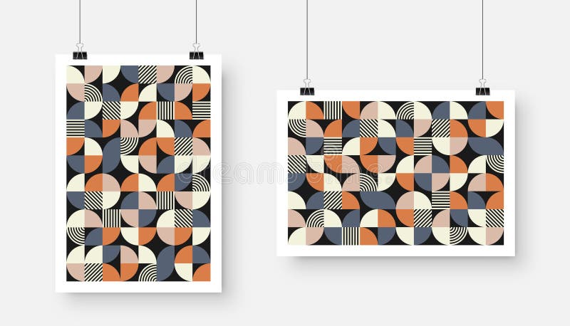 Picture with Geometric Trendy Pattern, Bauhaus Style. Modern Background ...