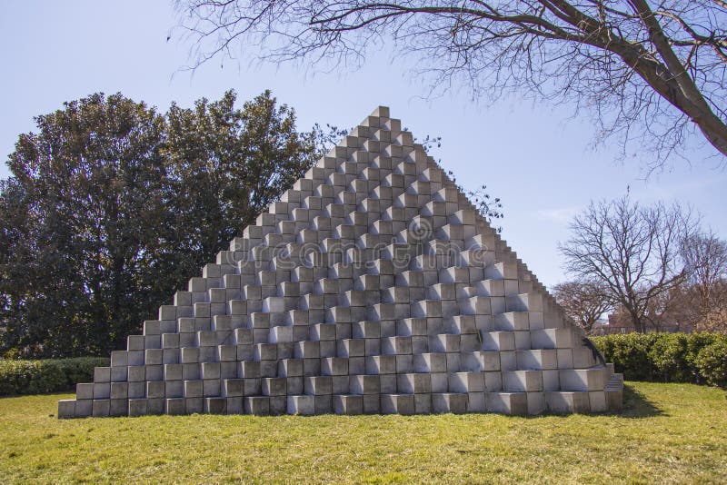 Geometric Triangle Sculpture Pattern in a Park Stock Photo - Image of ...