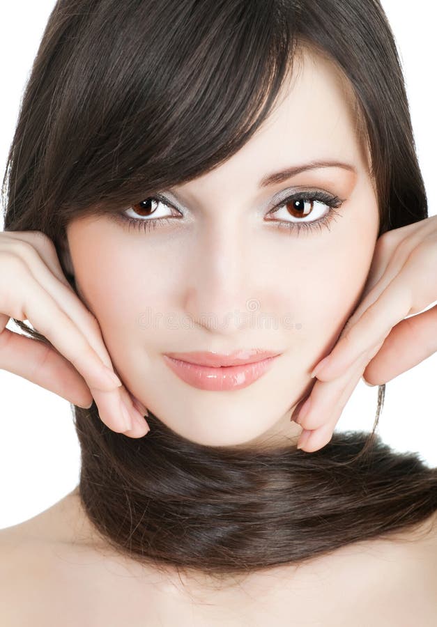 Picture of Girl Face Over White Stock Photo - Image of fascinating ...