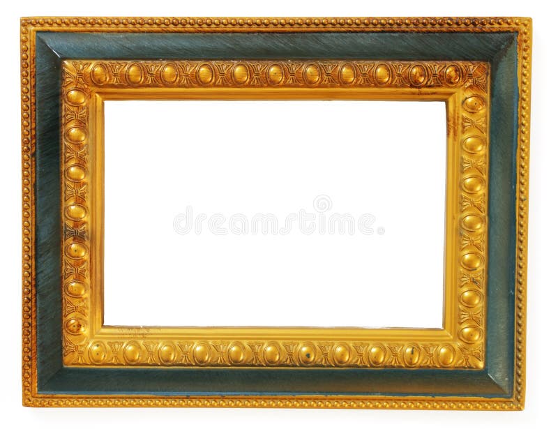 Empty Picture Gold Frame with a Decorative Pattern Stock Photo - Image ...