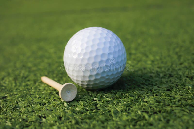 The Golf Ball is Placed on the Grass Next To the Tee Stock Image ...