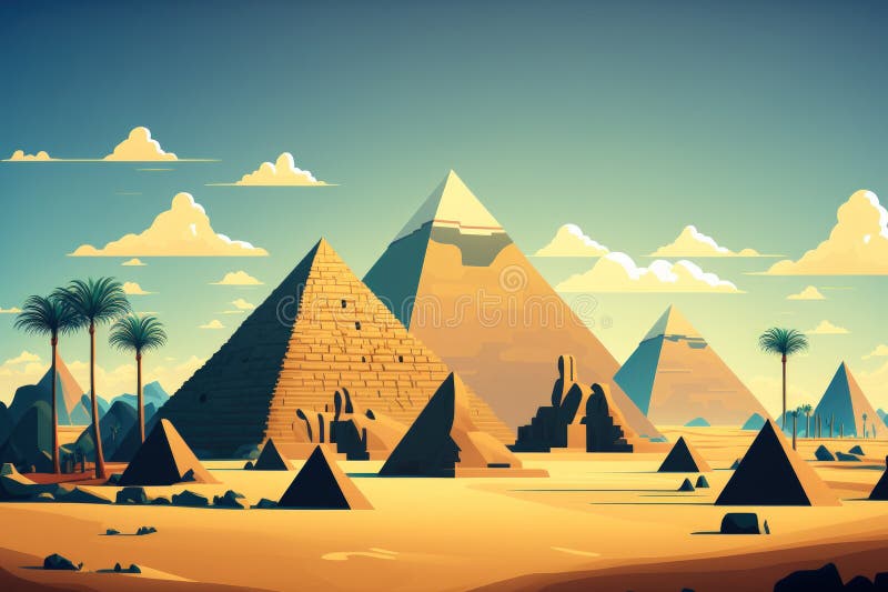 Picture of the Great Pyramids in Egypts Giza Plateau Stock Illustration ...