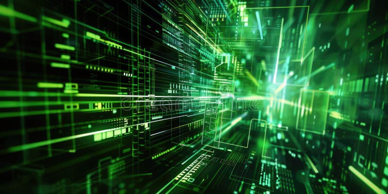 The Green Circuit Board with Technology Theme Stands for the Connection ...