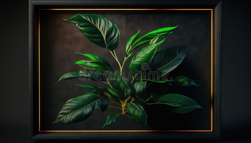 A Picture of a Green Plant in a Black Picture Frame Stock Illustration ...
