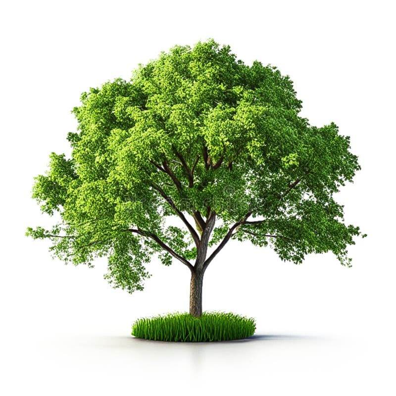Green Tree on White Background Stock Illustration - Illustration of ...
