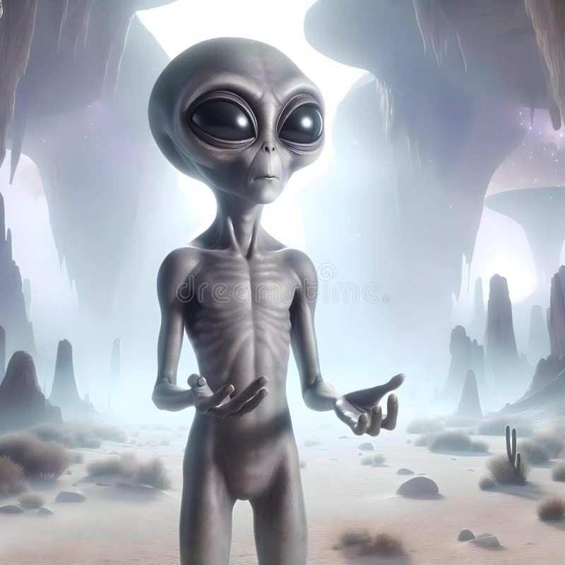 Grey alien stock illustration. Illustration of mist - 320947525