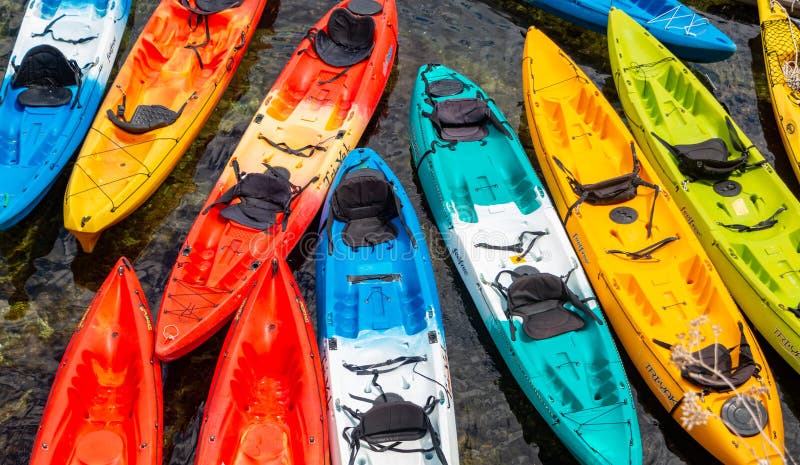 Colorful Canoes dock stock image. Image of docking, kayak - 63425