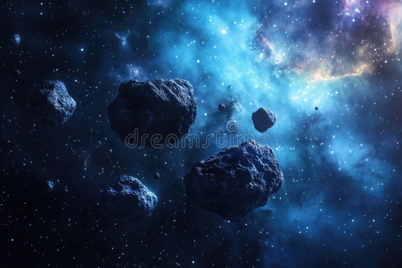 A Picture of a Group of Rocks Floating in Space Stock Image - Image of ...
