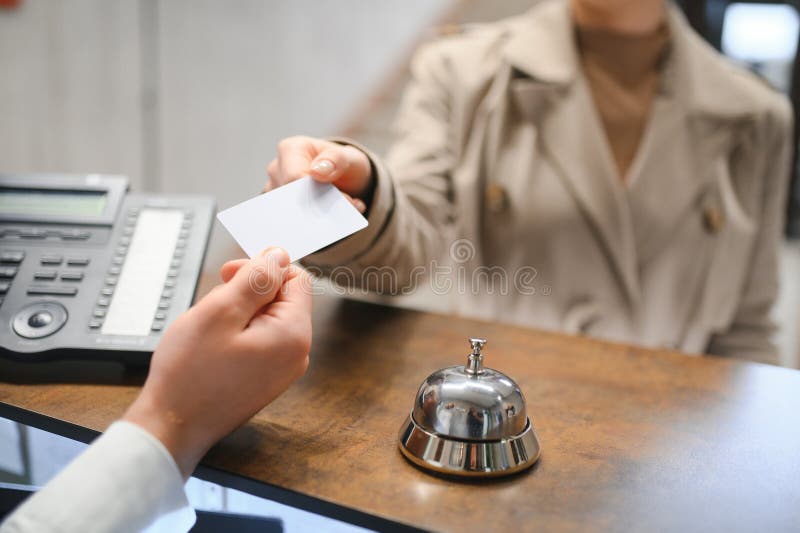Picture of Guests Getting Key Card in Hotel Stock Image - Image of ...