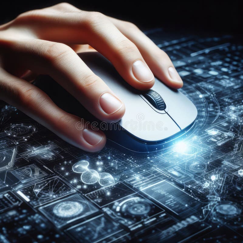 Hand using wireless mouse stock illustration. Illustration of brand ...