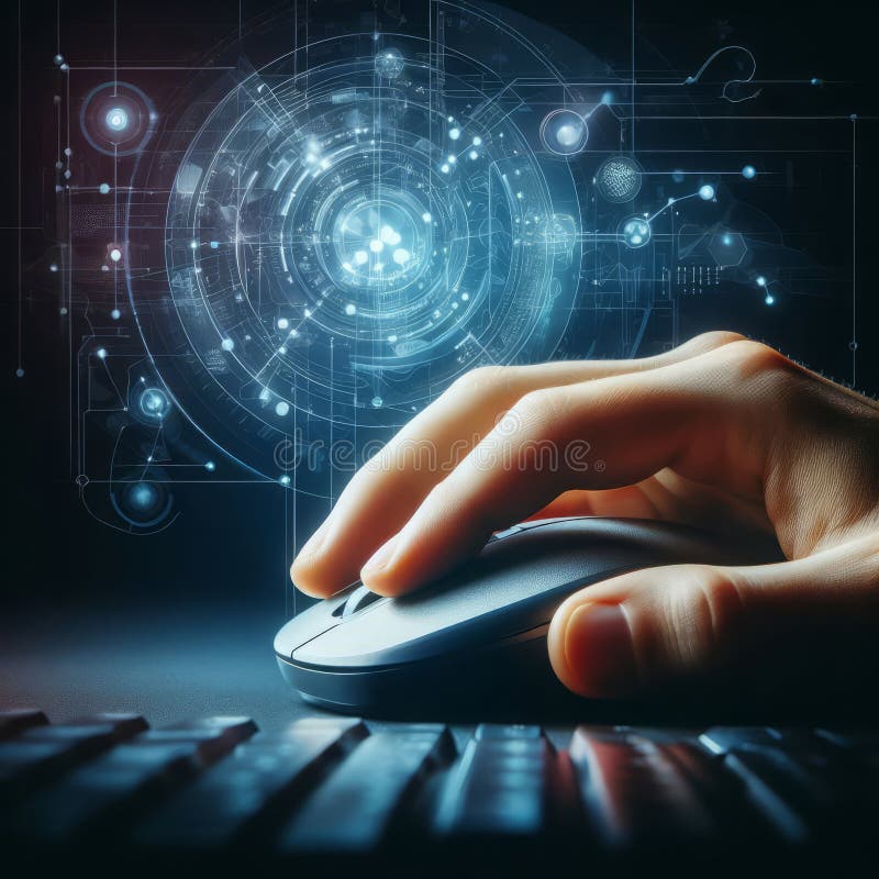 Hand using wireless mouse stock illustration. Illustration of business ...