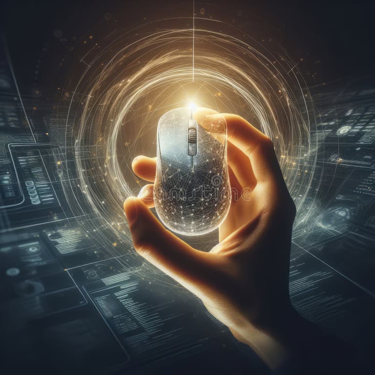 Hand using wireless mouse stock illustration. Illustration of ...