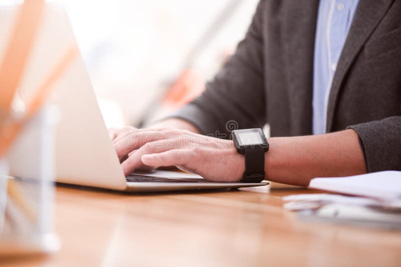 Picture of Hands Tapping on Laptop Stock Photo - Image of person ...