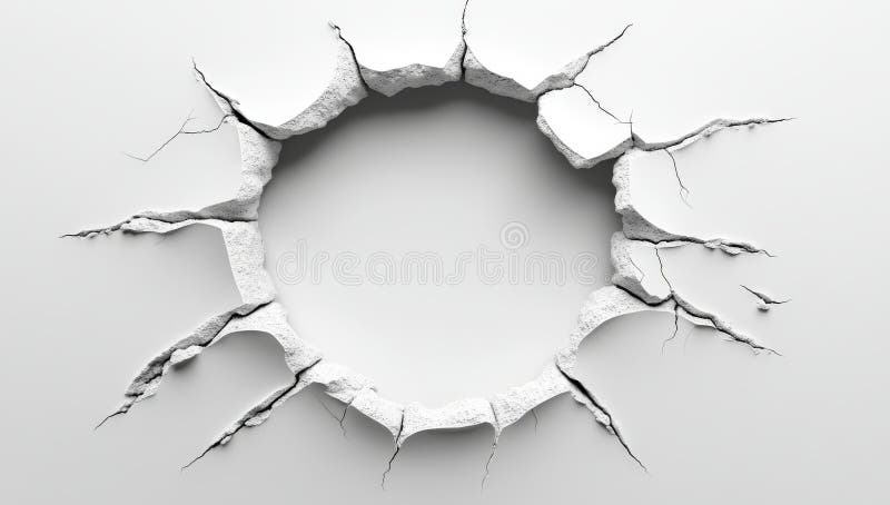 Picture of a Hole Breaking through a White Wall. Demolition of a ...
