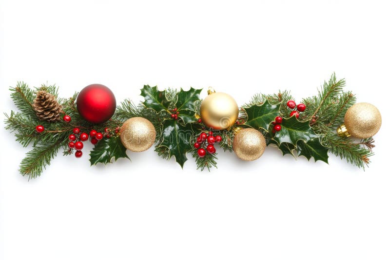 Picture a Horizontal Christmas Border with a Tree and Plant Design ...