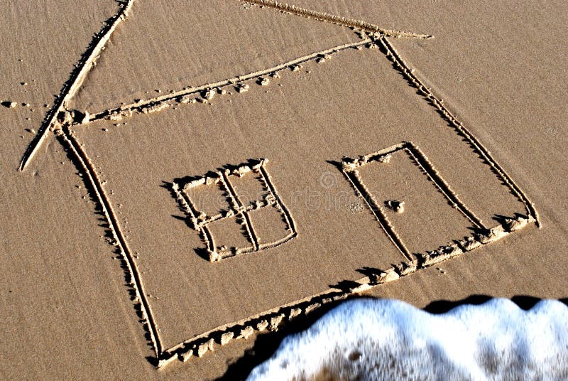 Picture of a House Drawn in the Sand Stock Image - Image of house ...