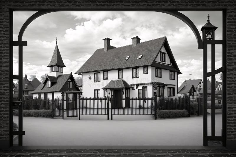 This is a Picture of a House Gate. Stock Illustration - Illustration of ...