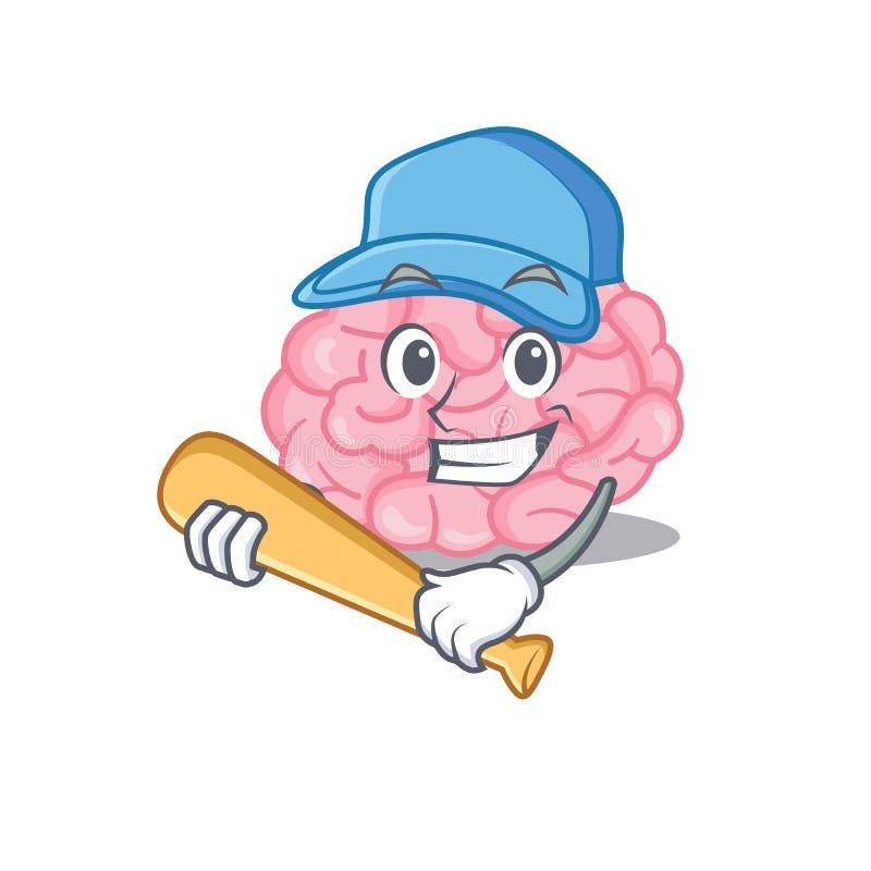 Picture of Human Brain Cartoon Character Playing Baseball Stock Vector ...