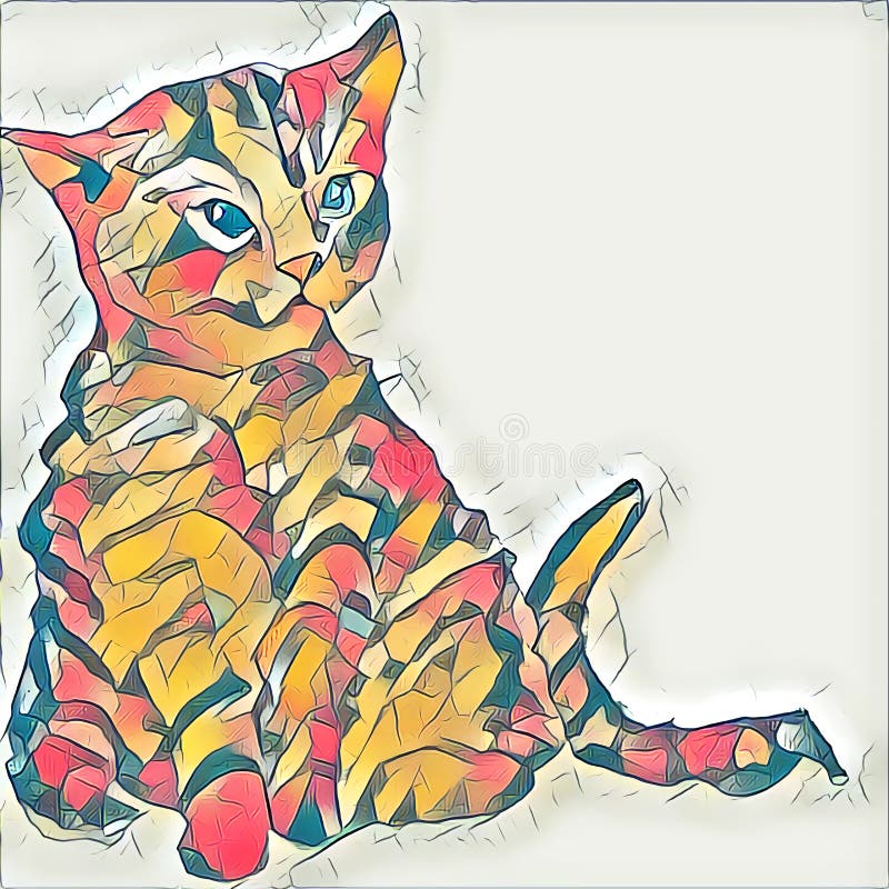 Framed Cat, Artificial Intelligence Artwork Stock Illustration ...