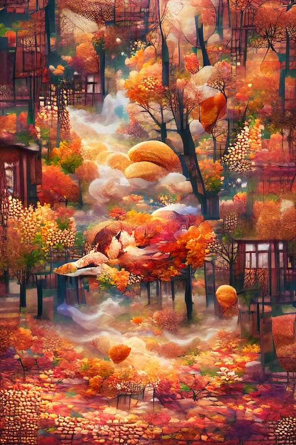 Gorgeous Autumn, Artificial Intelligence Artwork Stock Illustration ...