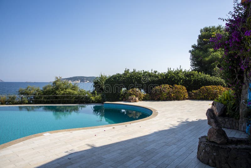 An Infinity Pool in Front of the Sea Stock Photo - Image of hotel ...